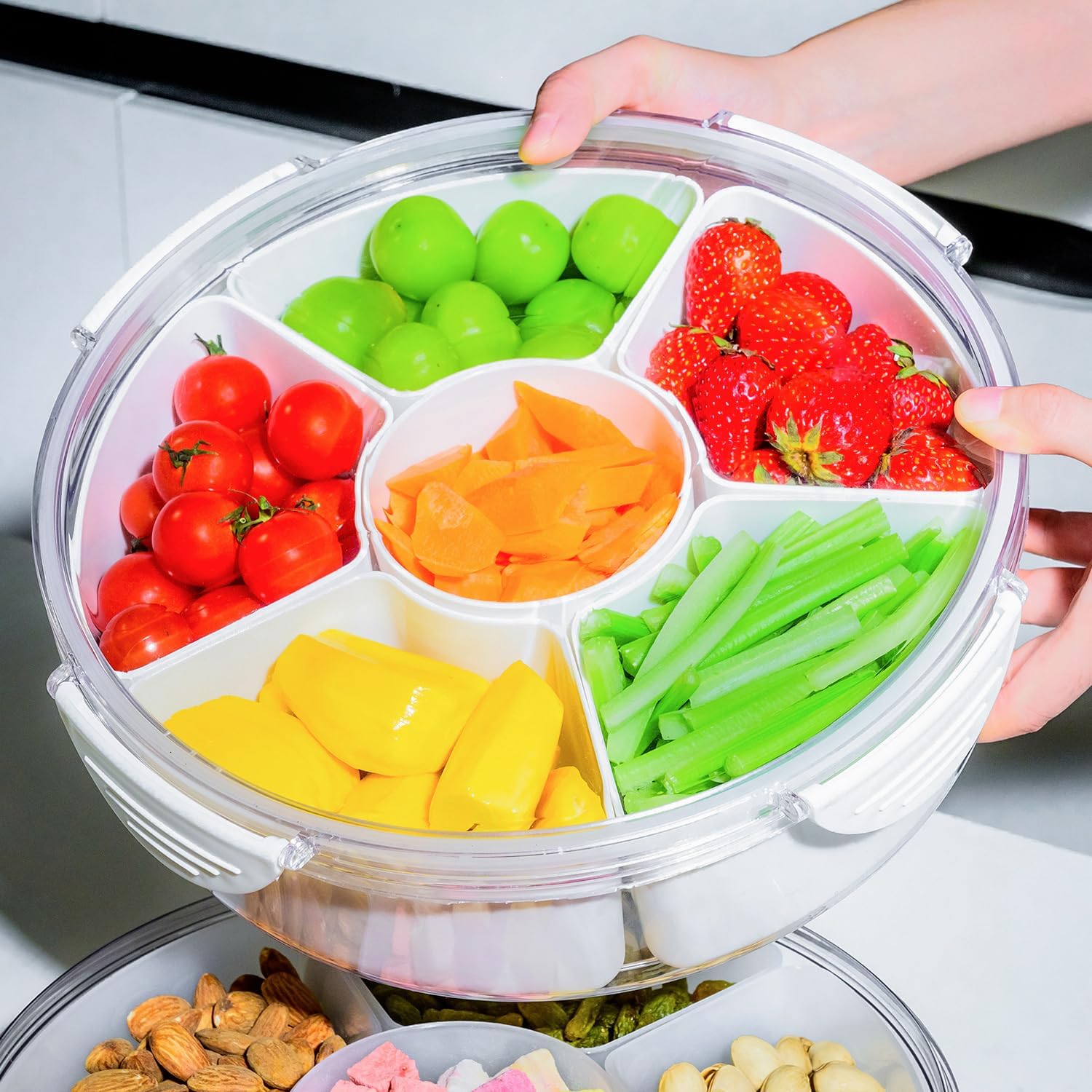 Amazon.com | Youngever Plastic Food Platter, 5 Compartment Food Serving ...