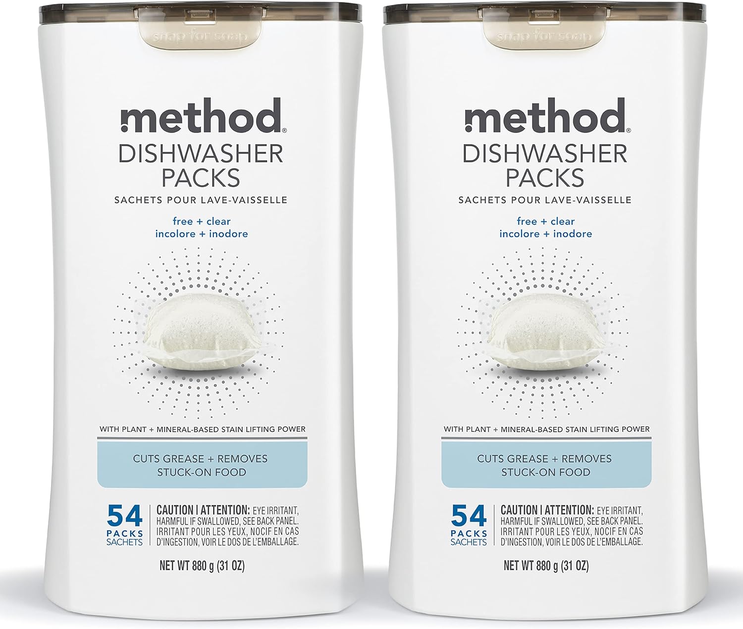 Amazon.com: Method Dishwasher Detergent Packs, Fragrance Free + Clear ...