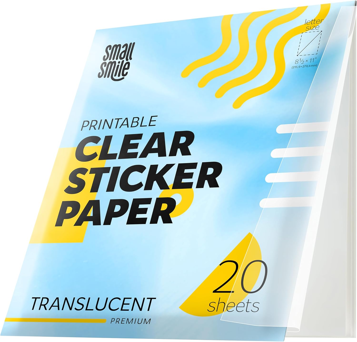 Amazon.com : 95% Clear Sticker Paper for Inkjet Printer and Laser – 20 ...