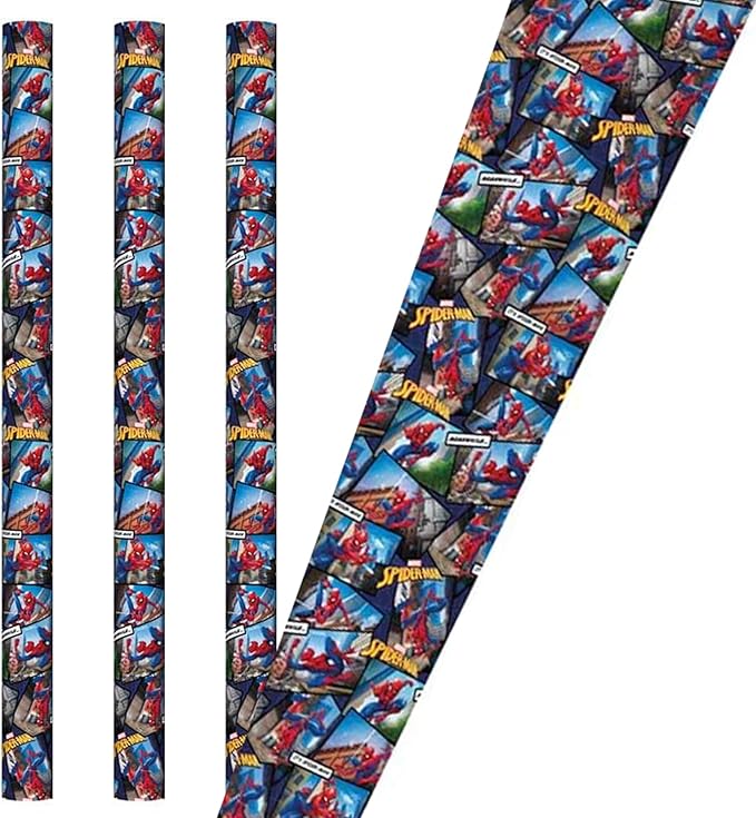 Spiderman Birthday Wrapping Paper 3 x 2M Rolls Gift Wrap - Spiderman ...