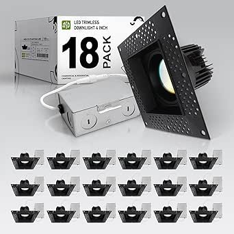 ASD Trimless LED Recessed Lighting 4 Inch, 15W 120V Square Commercial ...