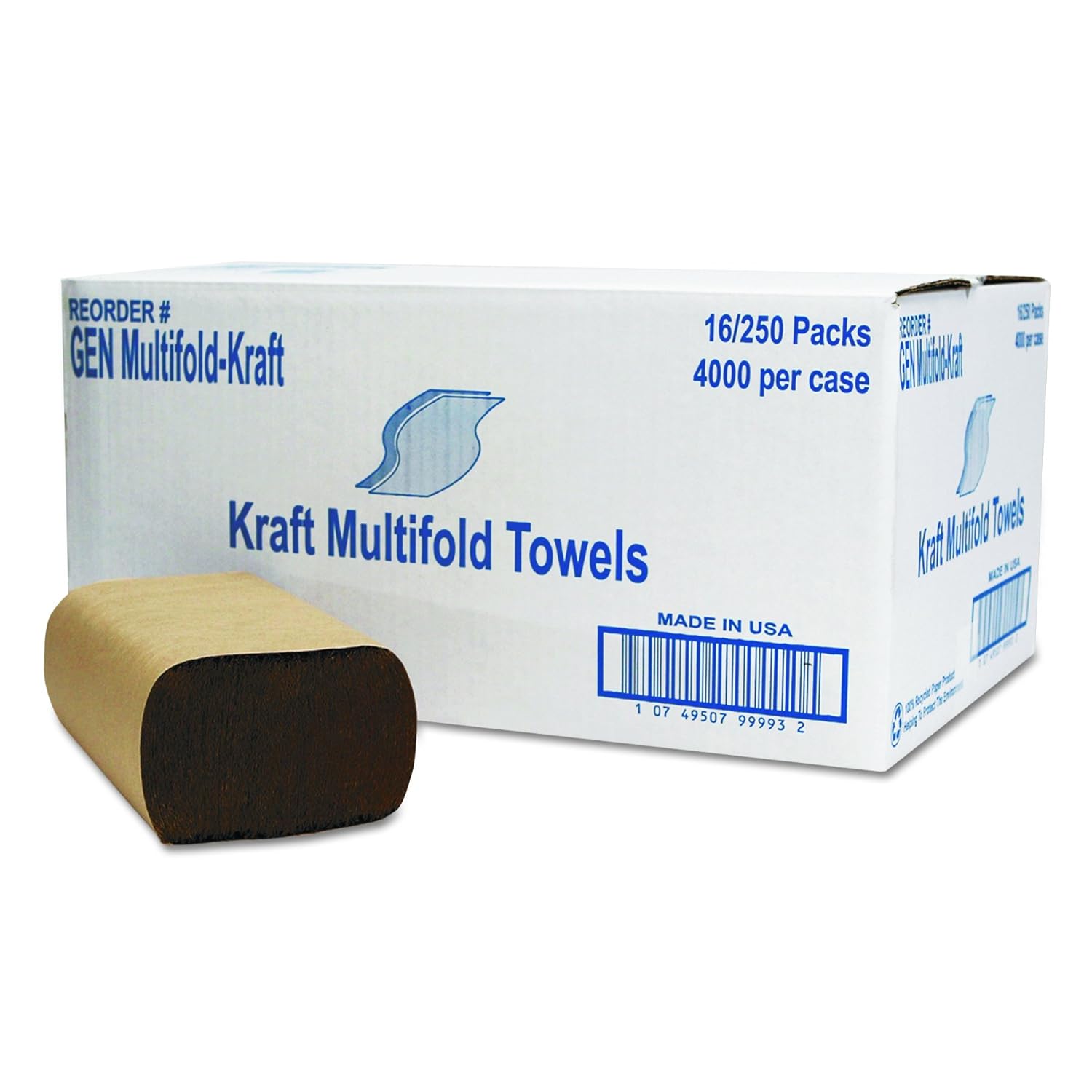 General Supply GEN MULTIFOLD-Kraft Multifold Towel, 1-Ply, Brown, 250 ...