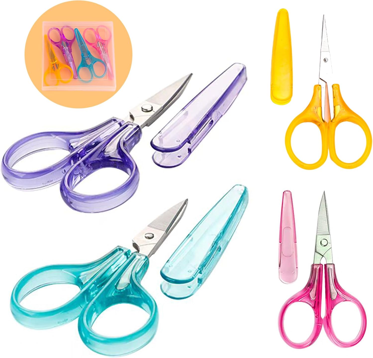 BBBin Detail Craft Scissors Set- 4Pcs,Sharp Curved and Straight Small ...