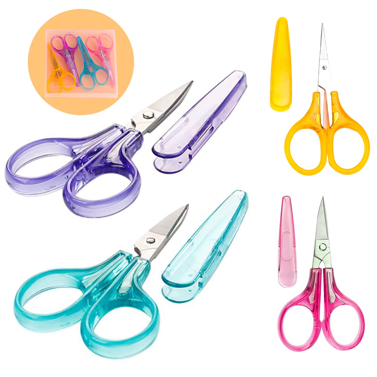BBBin Detail Craft Scissors Set- 4Pcs,Sharp Curved and Straight Small ...