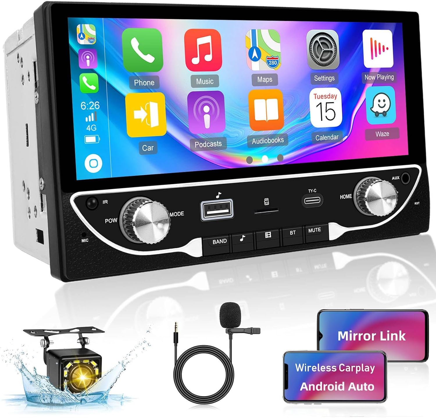 Amazon.com: Double Din Car Stereo Apple Carplay, 6.86 Inch Touch Screen ...