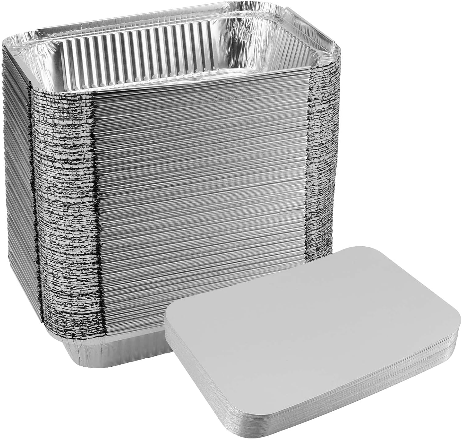 KOHAND 60 Pack 1000ml Aluminium Foil Trays with Lids, 22.9x16.9x5cm ...