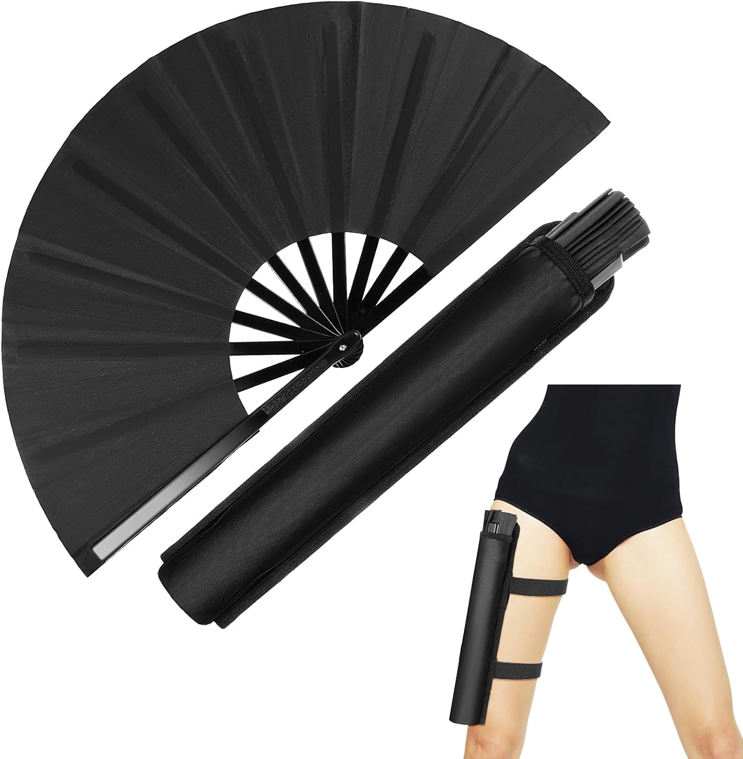 Amazon.com: Giantree Rave Fan Holster Large Hand Fan, Dancing Fans with ...