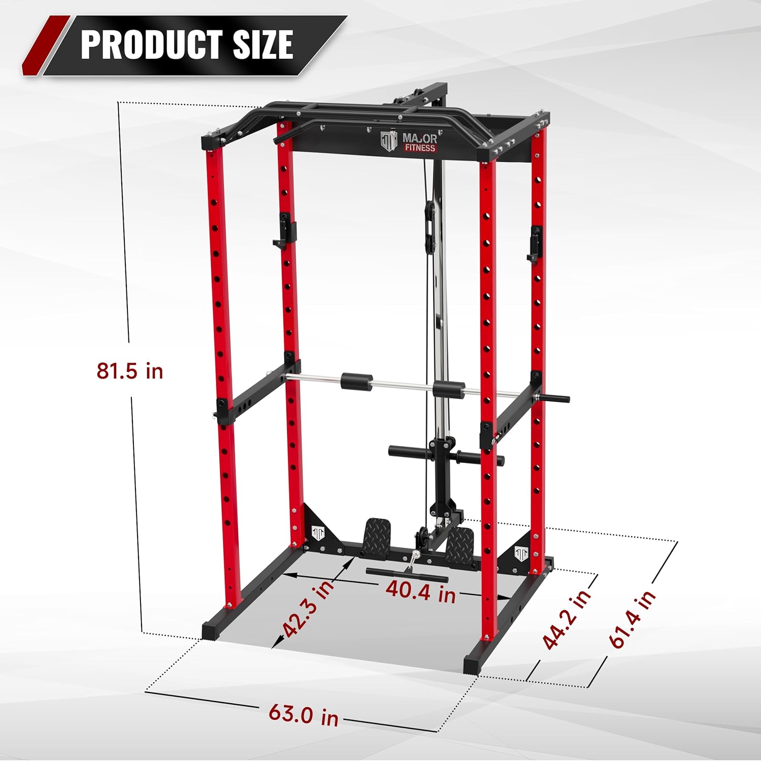 Major Fitness Power Cage, Raptor F16 Squat Rack All-in-One 1200lbs ...