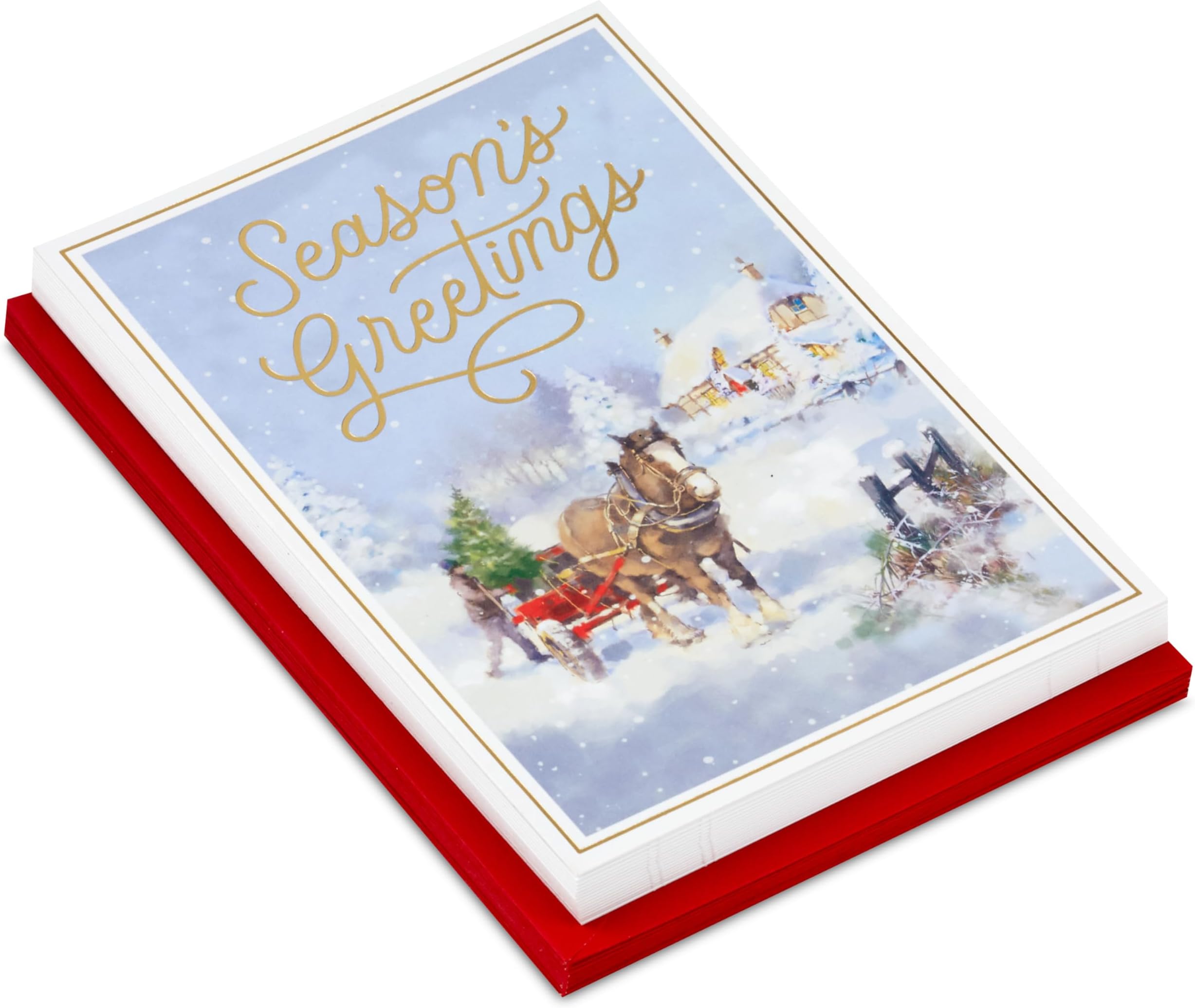 Amazon.com : Hallmark Boxed Christmas Cards, Season's Greetings (16 ...
