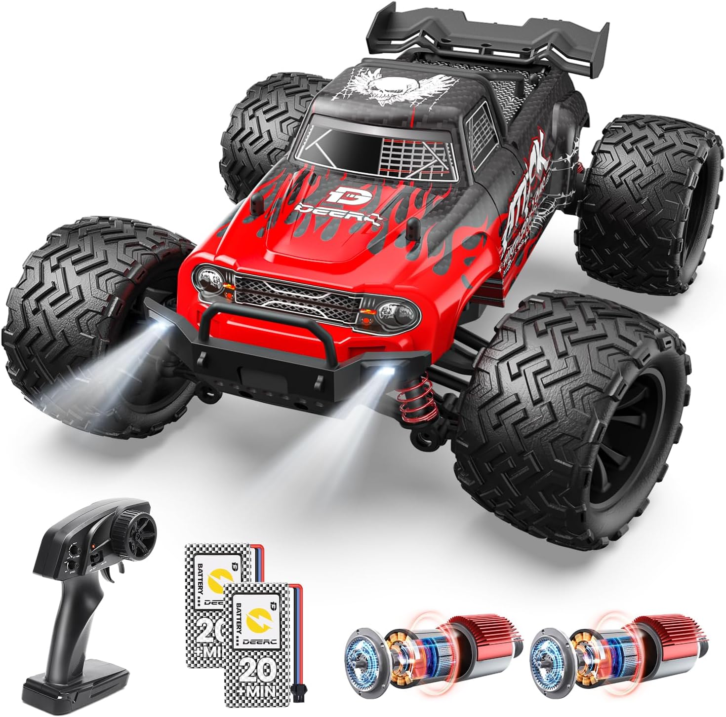 Amazon.com: DEERC 9500E 1:16 Scale All Terrain RC Car, 4x4 High Speed ...