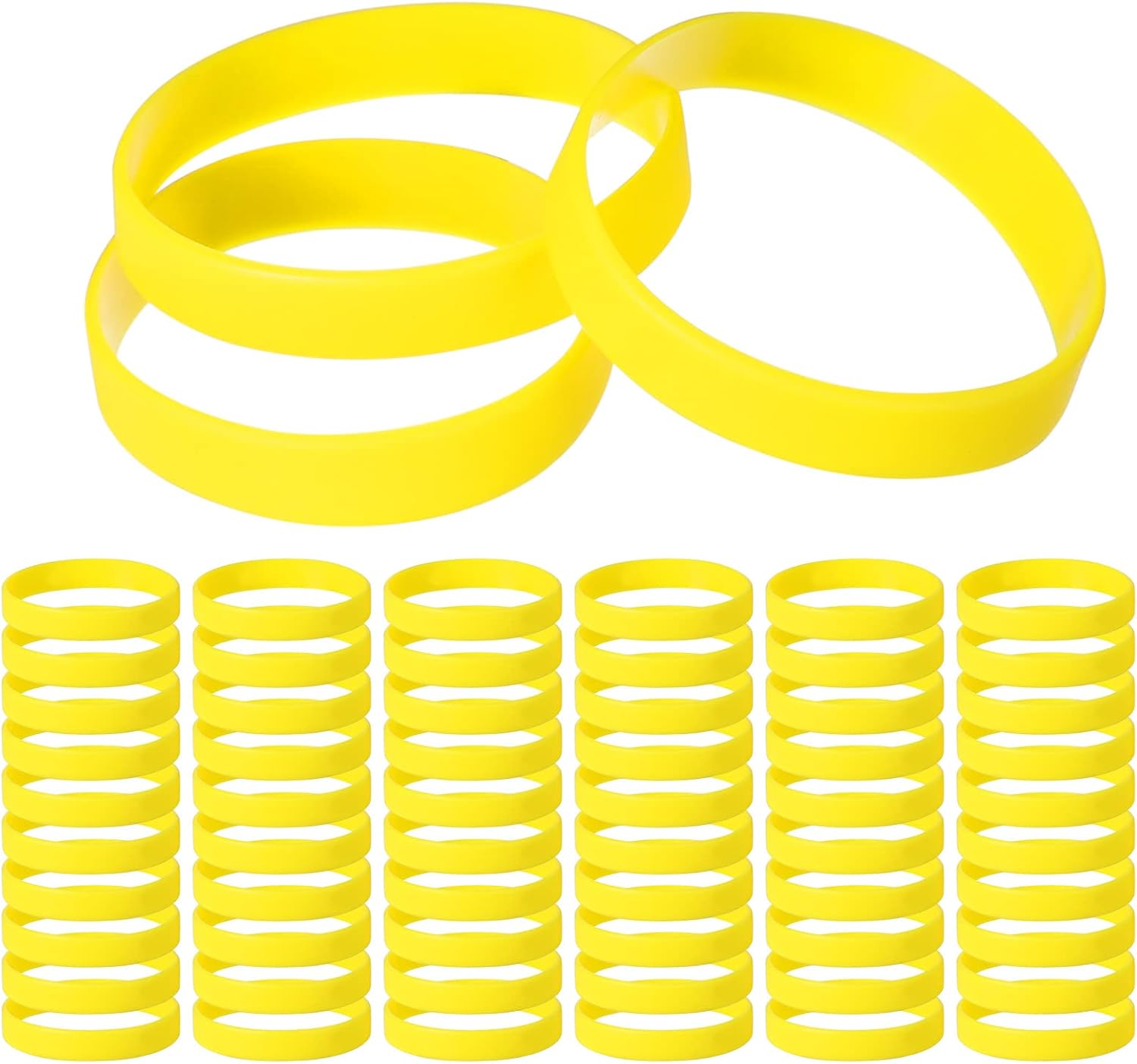60 Pcs Blank Silicone Wristbands Silicone Colour Wristband Yellow ...