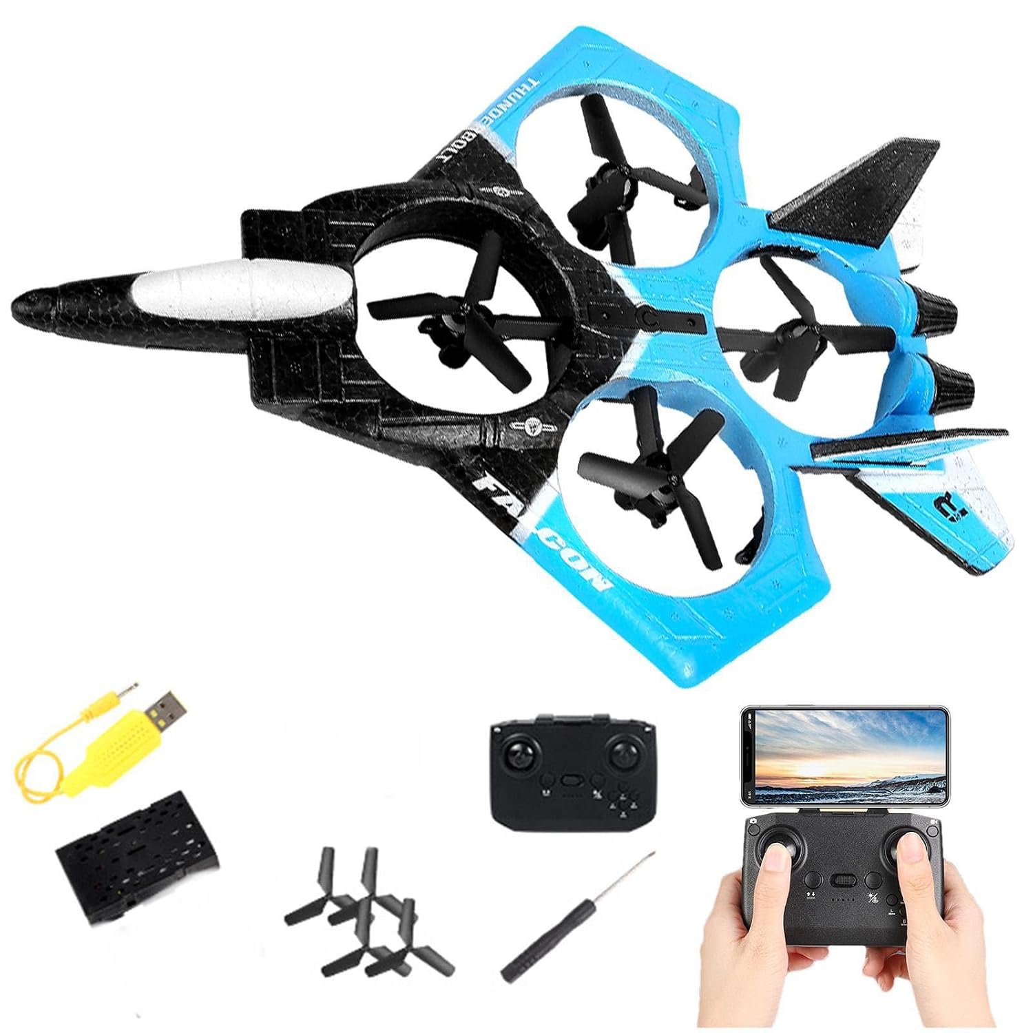 SHOWBIZZ Rc Fighter Drone, Remote Control Fighter drone 2.4 GHZ, Easy ...