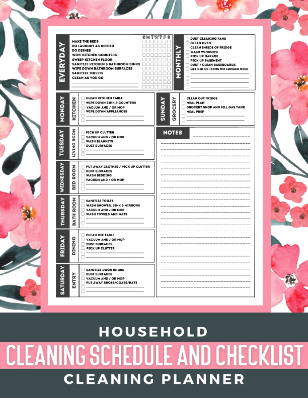 Household Cleaning Schedule and checklist: Planner and organizer for ...