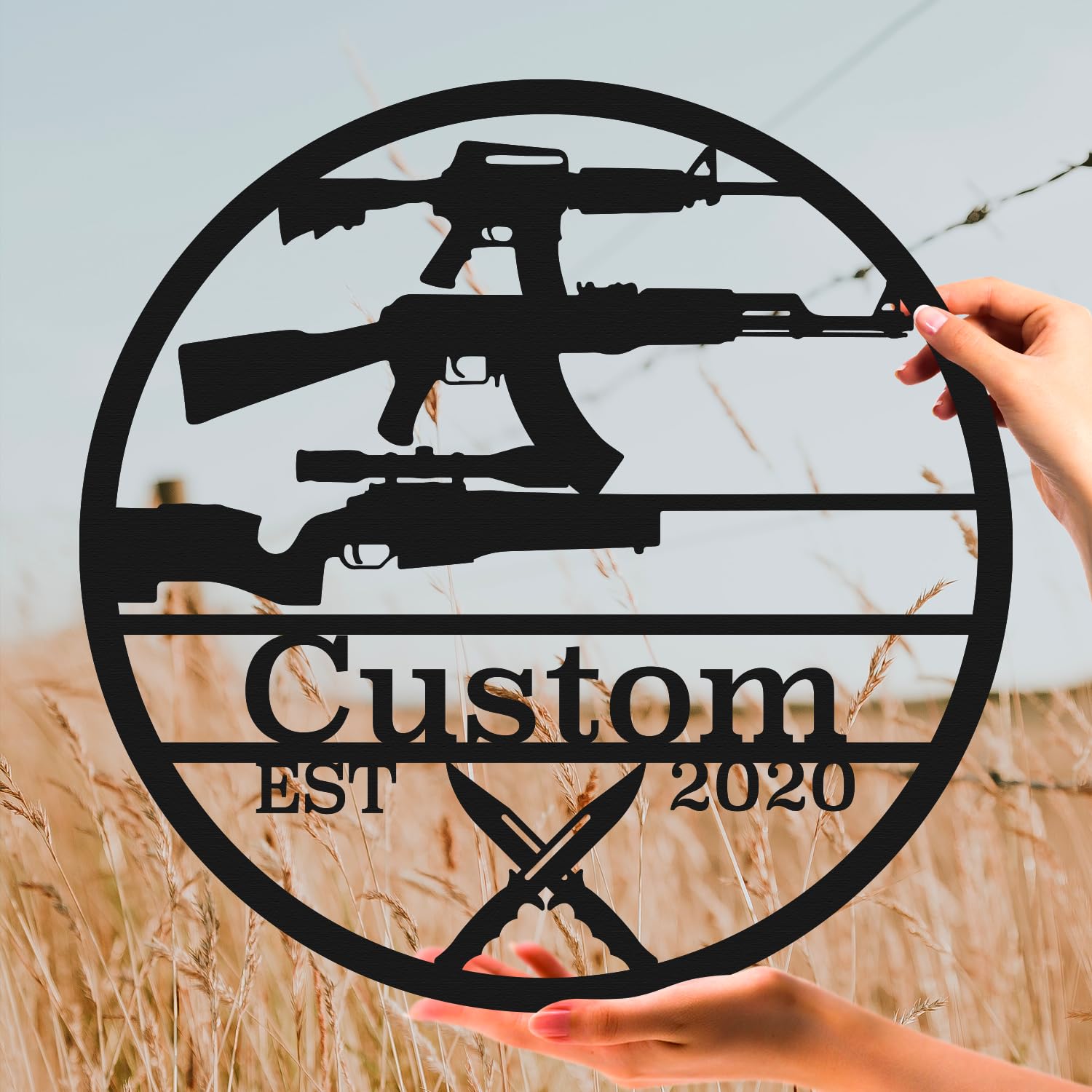 Amazon.com: Custom Guns Metal Name Signs,Custom Guns Metal Decor,Black ...