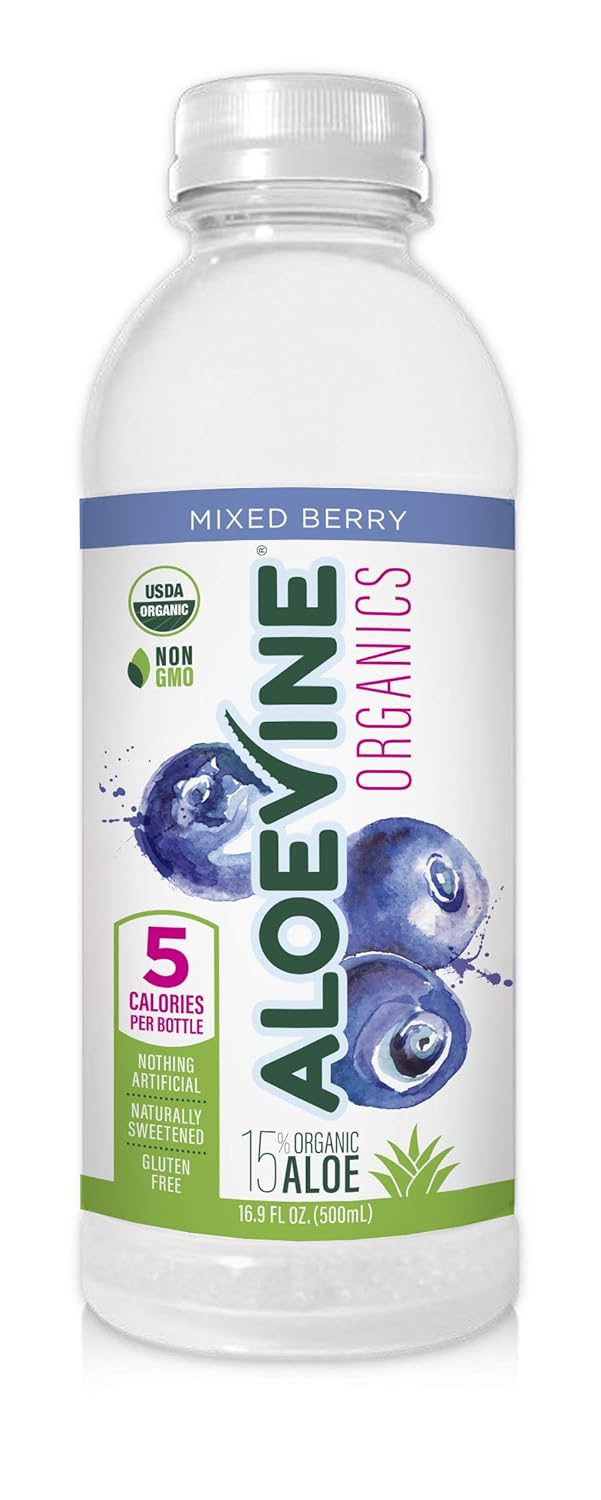 Amazon.com: ALOEVINE Bebida orgánica de aloe de bayas mixtas, 16.9 ...