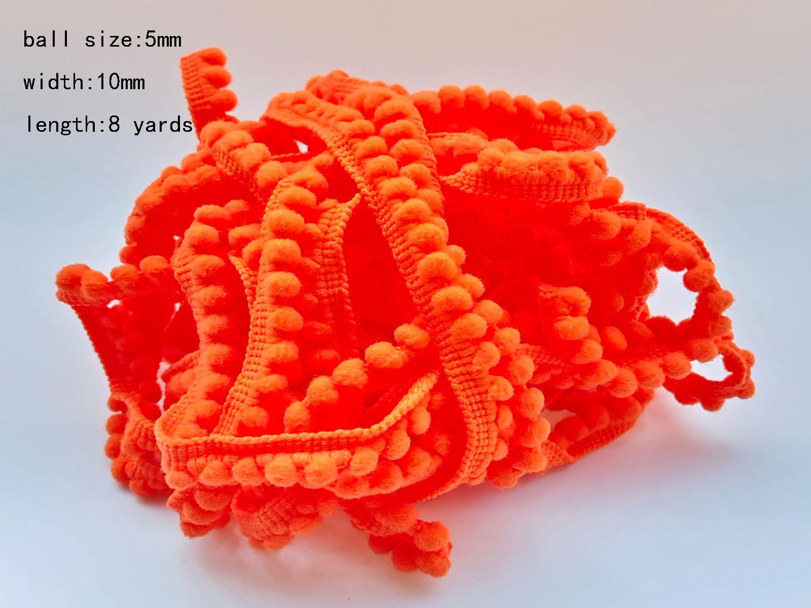 5mm Pom Pom Border 5mm Mini Pom Pom Trim - 8 Yards Peach Ball Fringe ...
