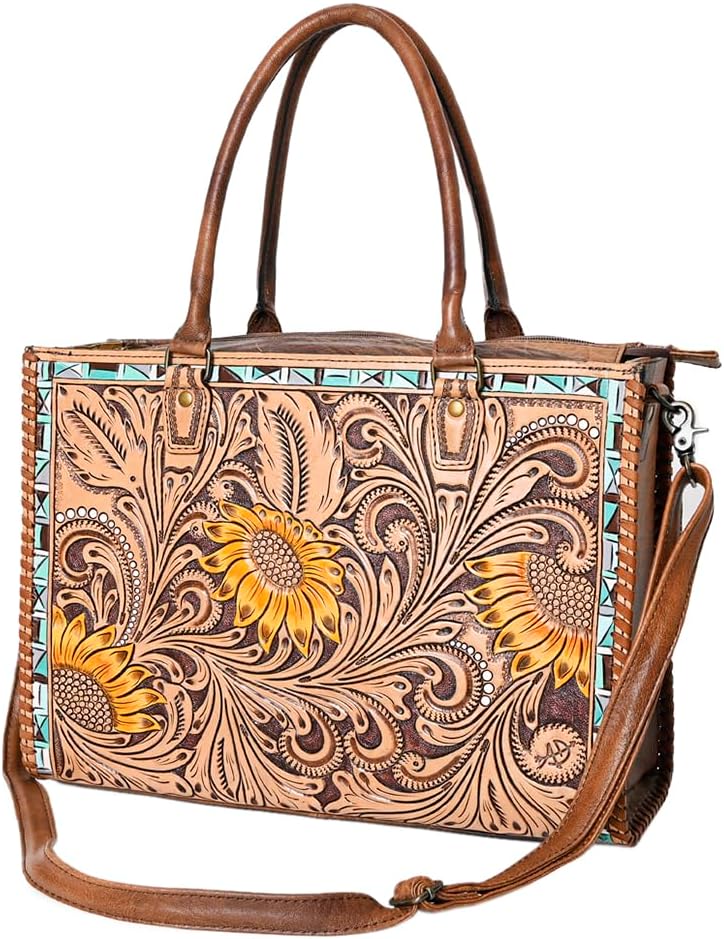 Amazon.com: American Darling Briefcase Bag Hand Tooled Genuine Leather ...