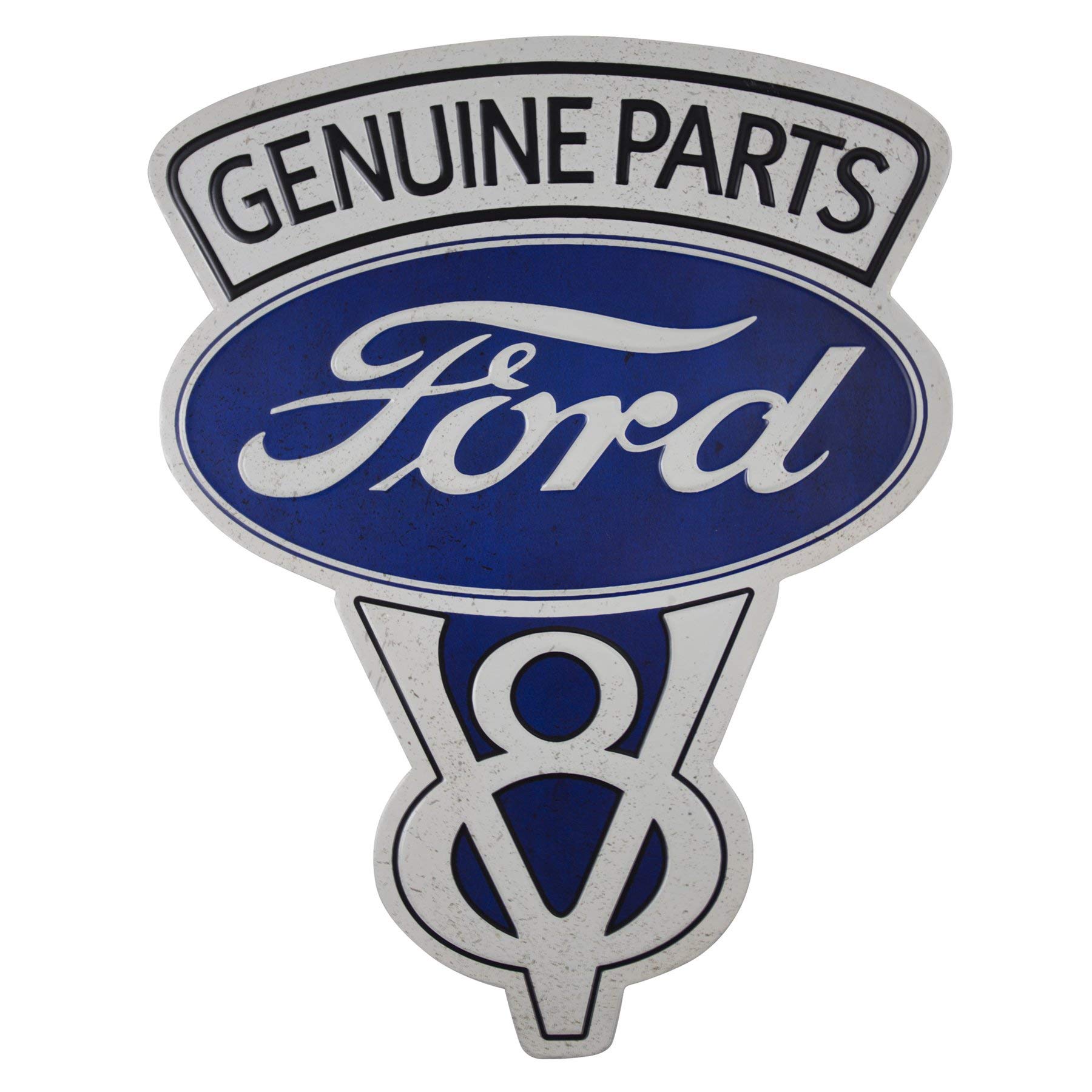 Buy Vintage Genuine Parts Ford Logo Shaped & Embossed Metal Wall Decor ...