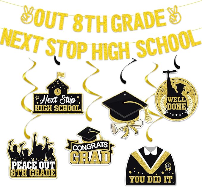 Amazon.com: Peace Out 8th Grade Next Stop High School Banner with ...