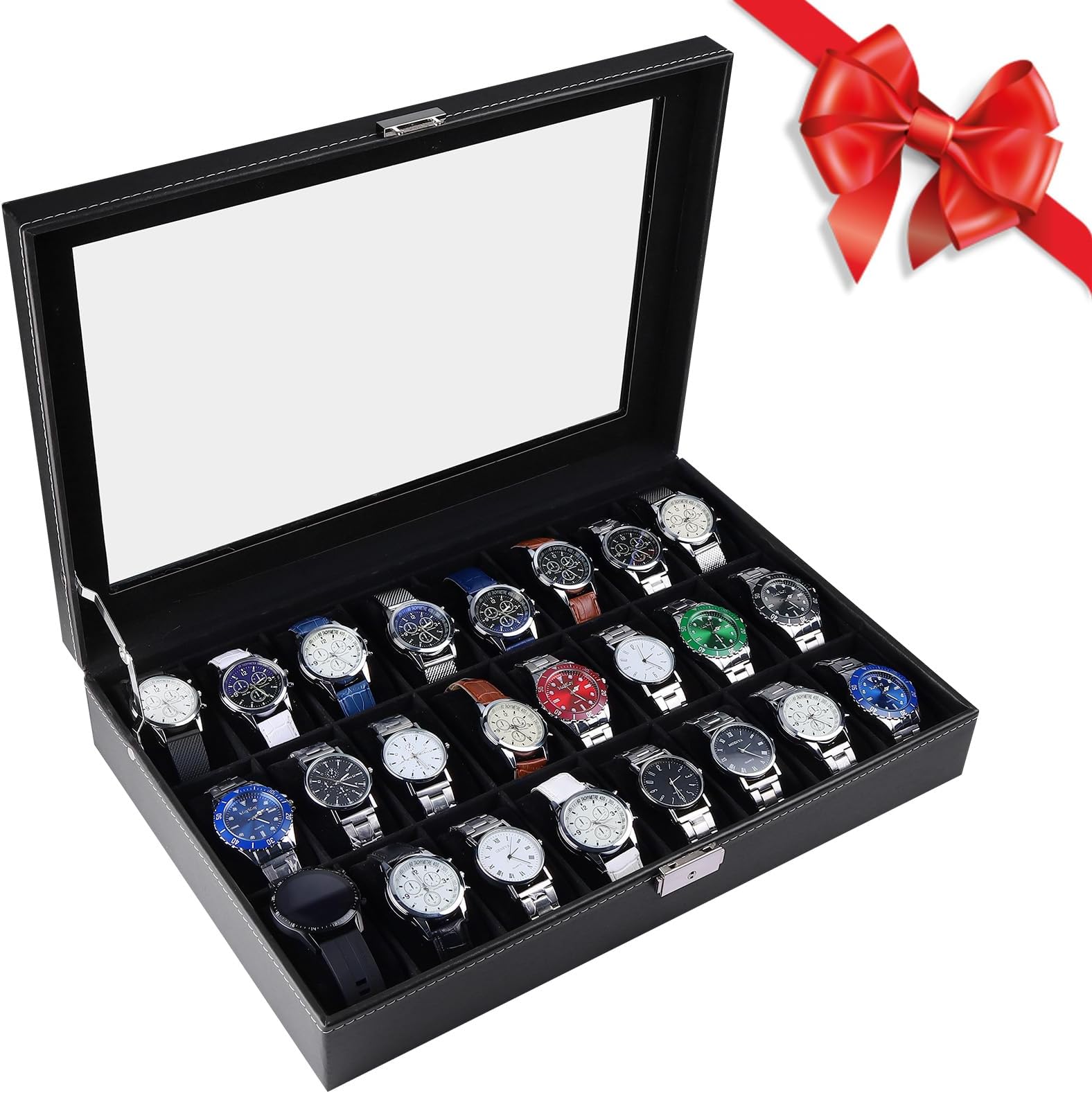 Amazon.com: 18pc Black Watch Travel Tray Showcase Display Case Unit W ...