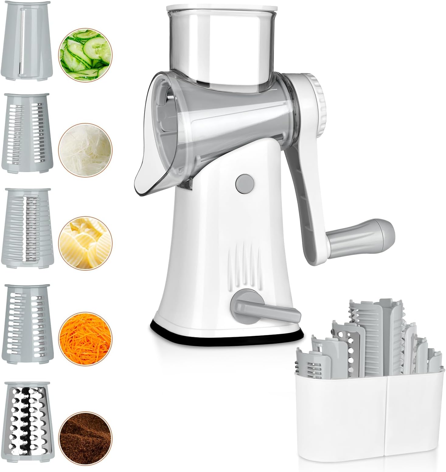 FOHERE Râpe à fromage électrique, râpe électrique avec 4 cônes interchangeables, contrôle facile ...