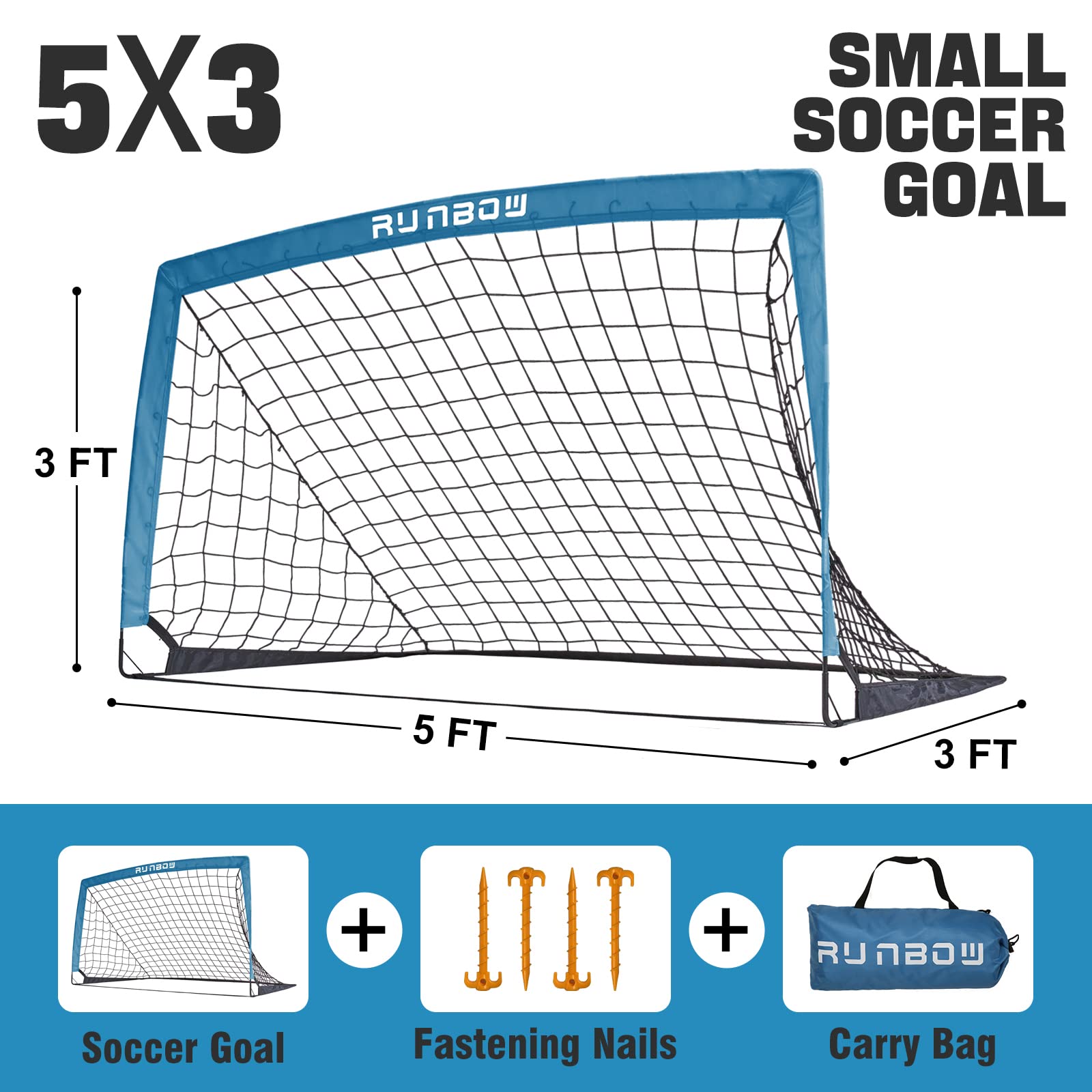 Snapklik.com : RUNBOW 5x3 Ft Portable Kids Soccer Goal For Backyard ...