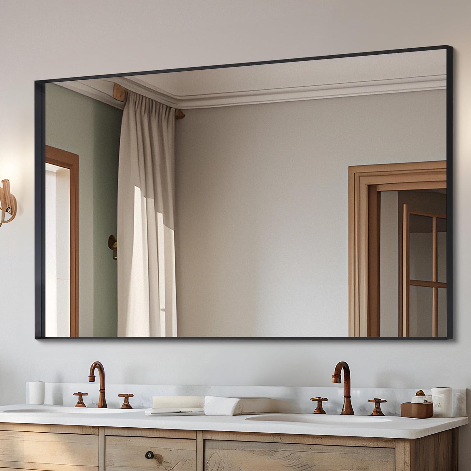 DESBING 30 x 48 Inch Black Bathroom Vanity Mirror, Black Wall Mirror ...