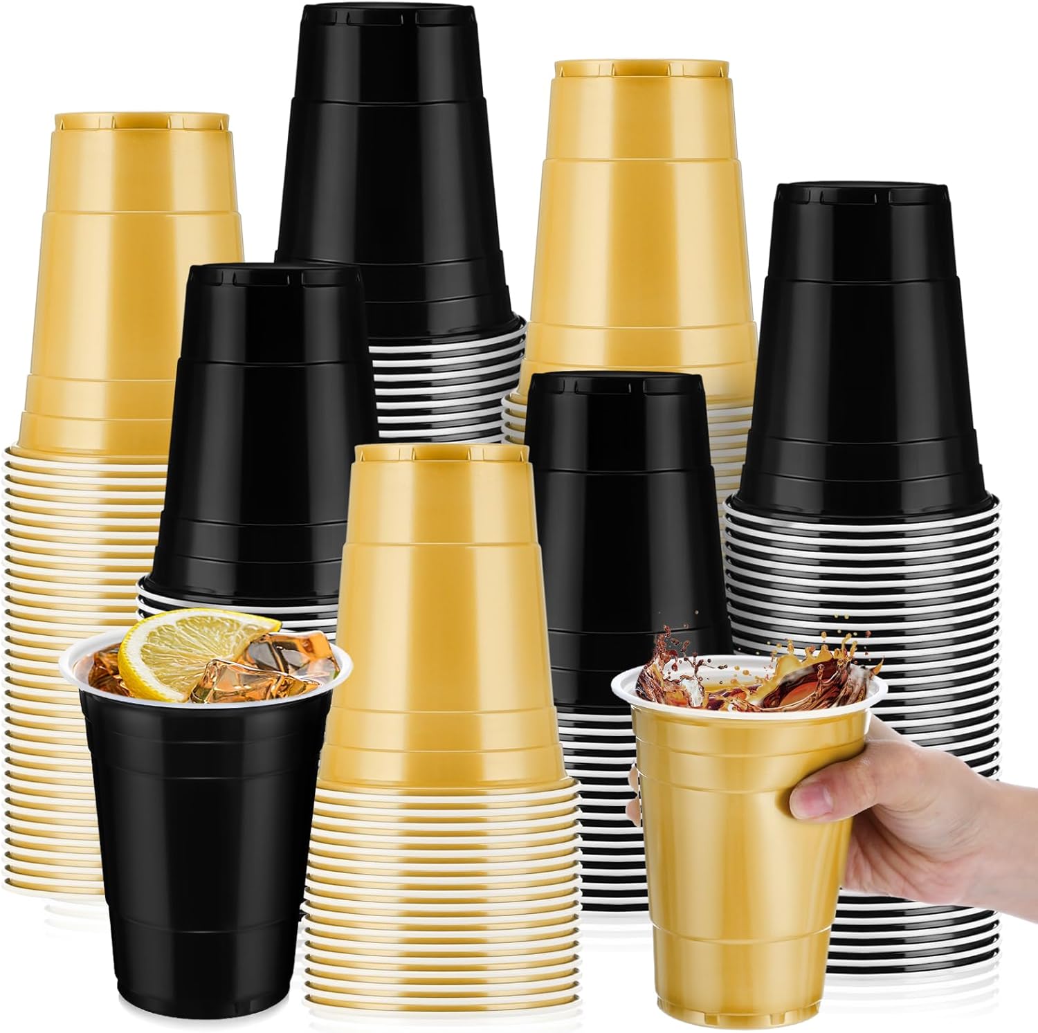 Amazon.com: Sunnychicc 100 Pcs 16 oz Plastic Cups Bulk Disposable ...