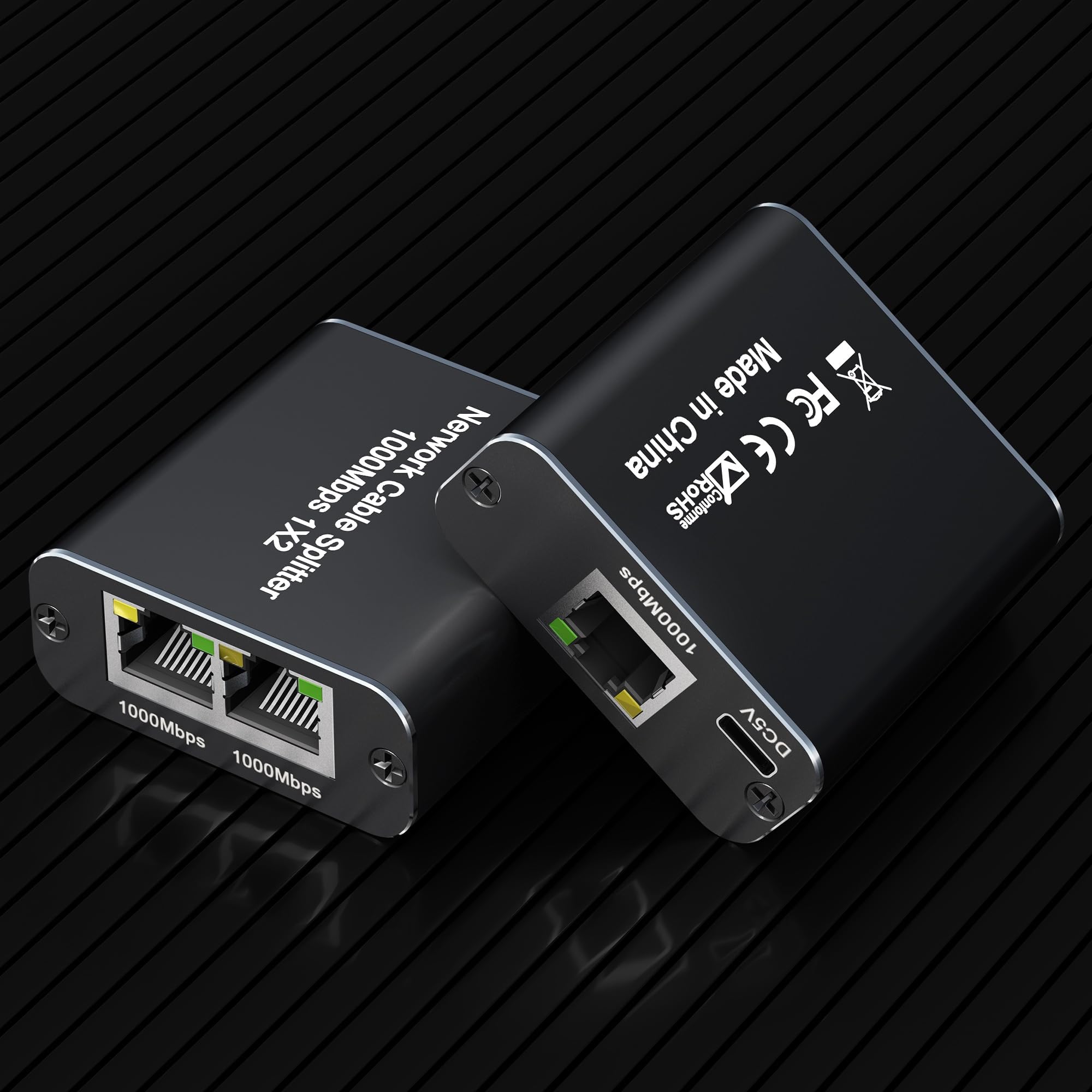 Ethernet Splitter High Speed 1 to 2 Out, 100/1000Mbps RJ45 With USB ...