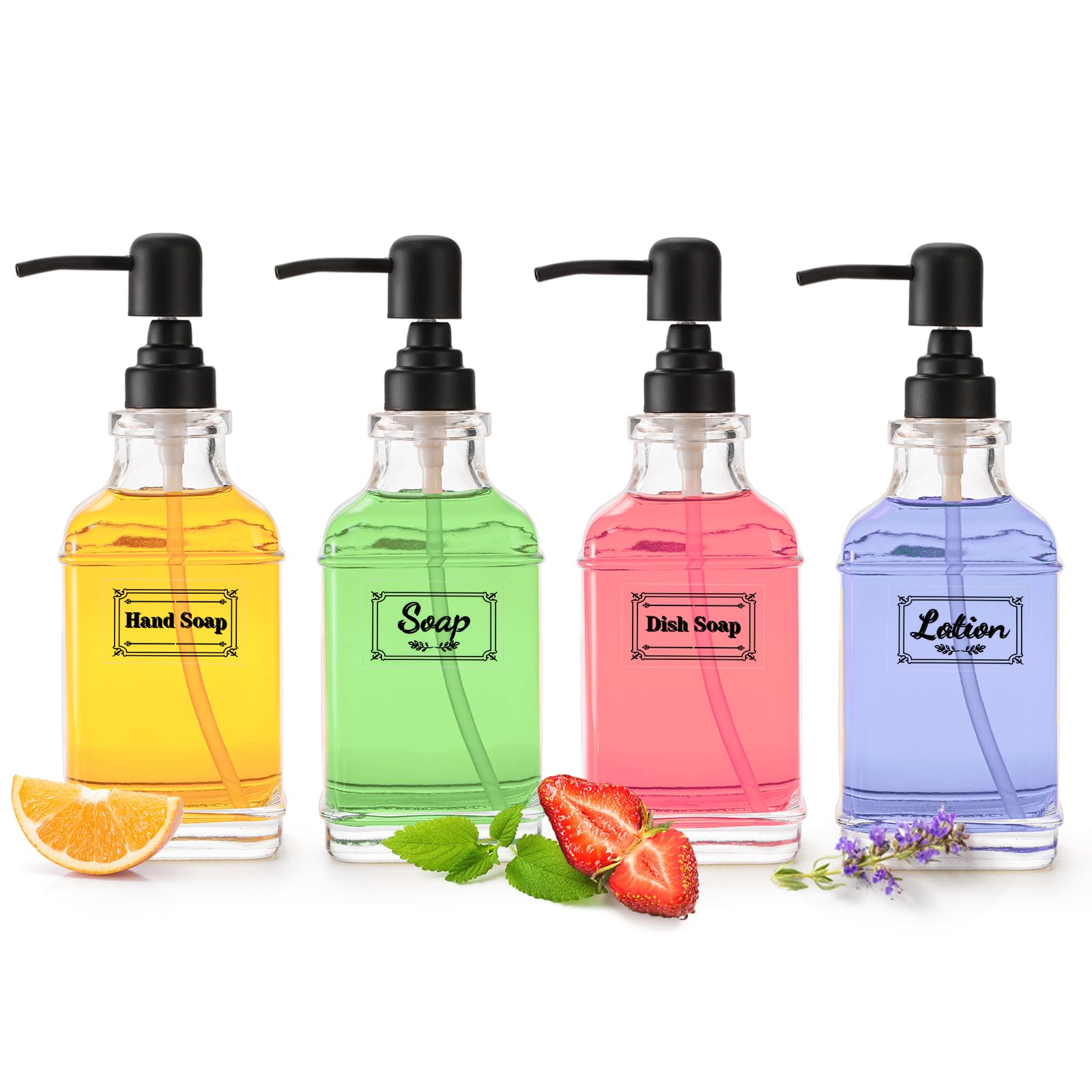 Amazon.com: YOUEON 4 Pack 18 Oz Glass Hand Soap Dispenser with Pump ...