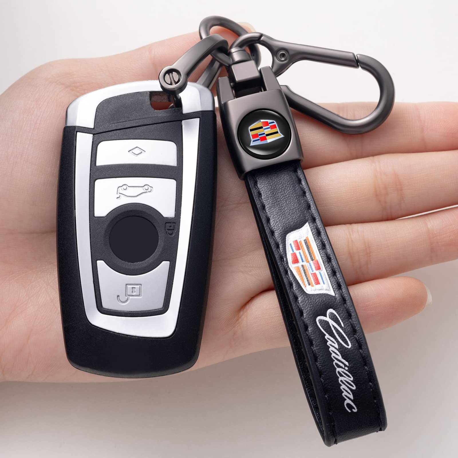 MIGUOER Genuine Leather Car Keychain Fit Cadillac Escalade CT4 CT5 CT6 ...