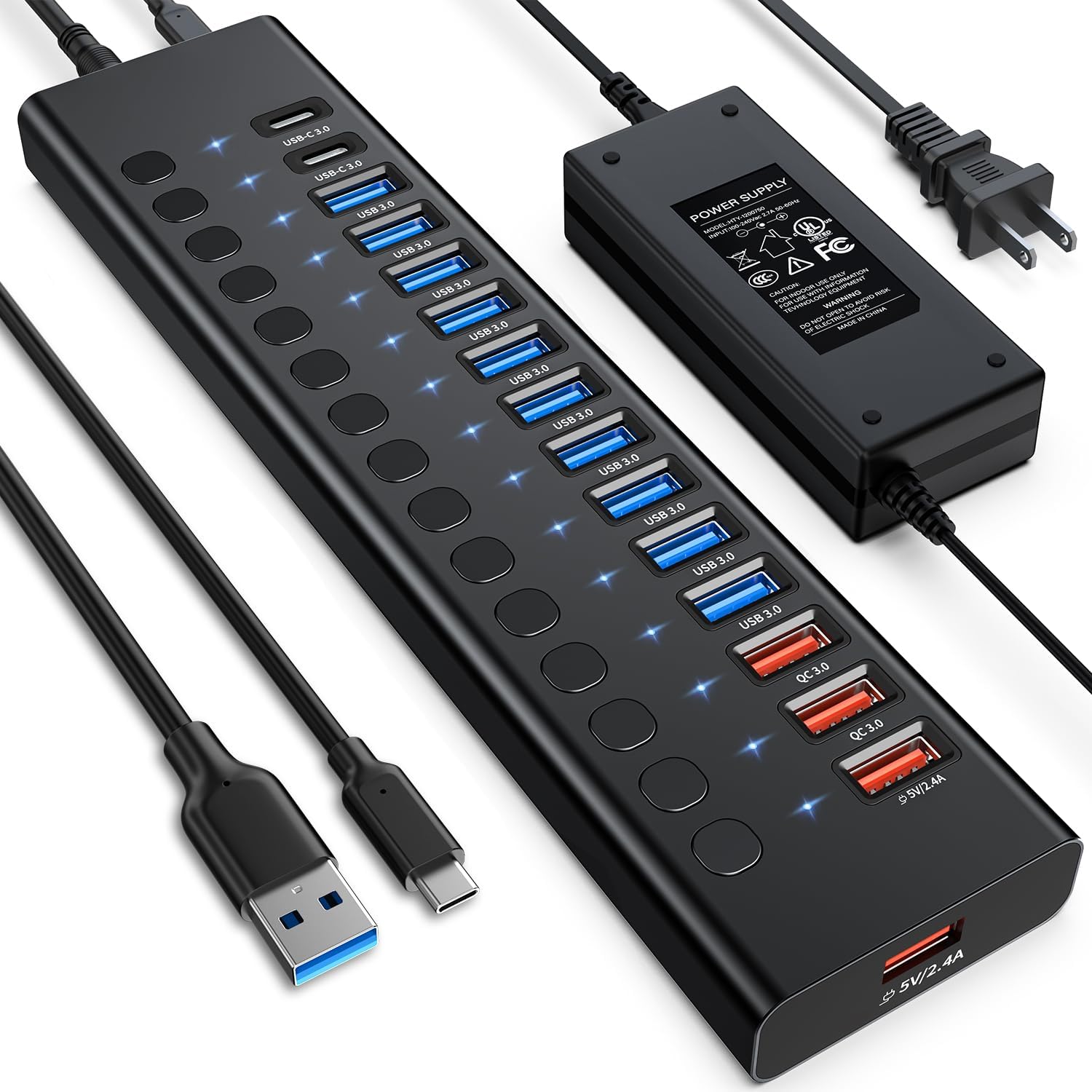 Amazon.com: LATORICE USB Hub Powered, 13 Multi-Port USB Hub with 10 USB ...