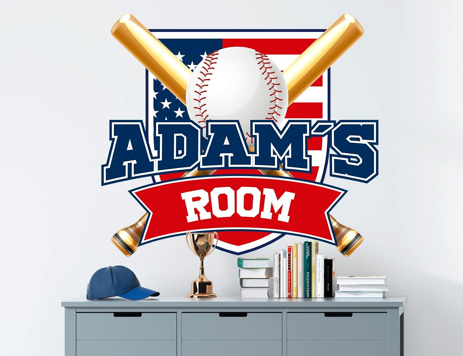 Amazon.com: Baseball Wall Decals - Personalized Name Baseball Wall Art ...