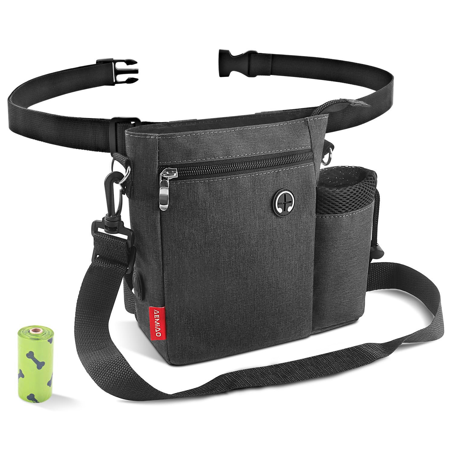 AEMIAO Large Dog Treat Pouch Bag with Water Bottle Holder, Outdoor Dog ...