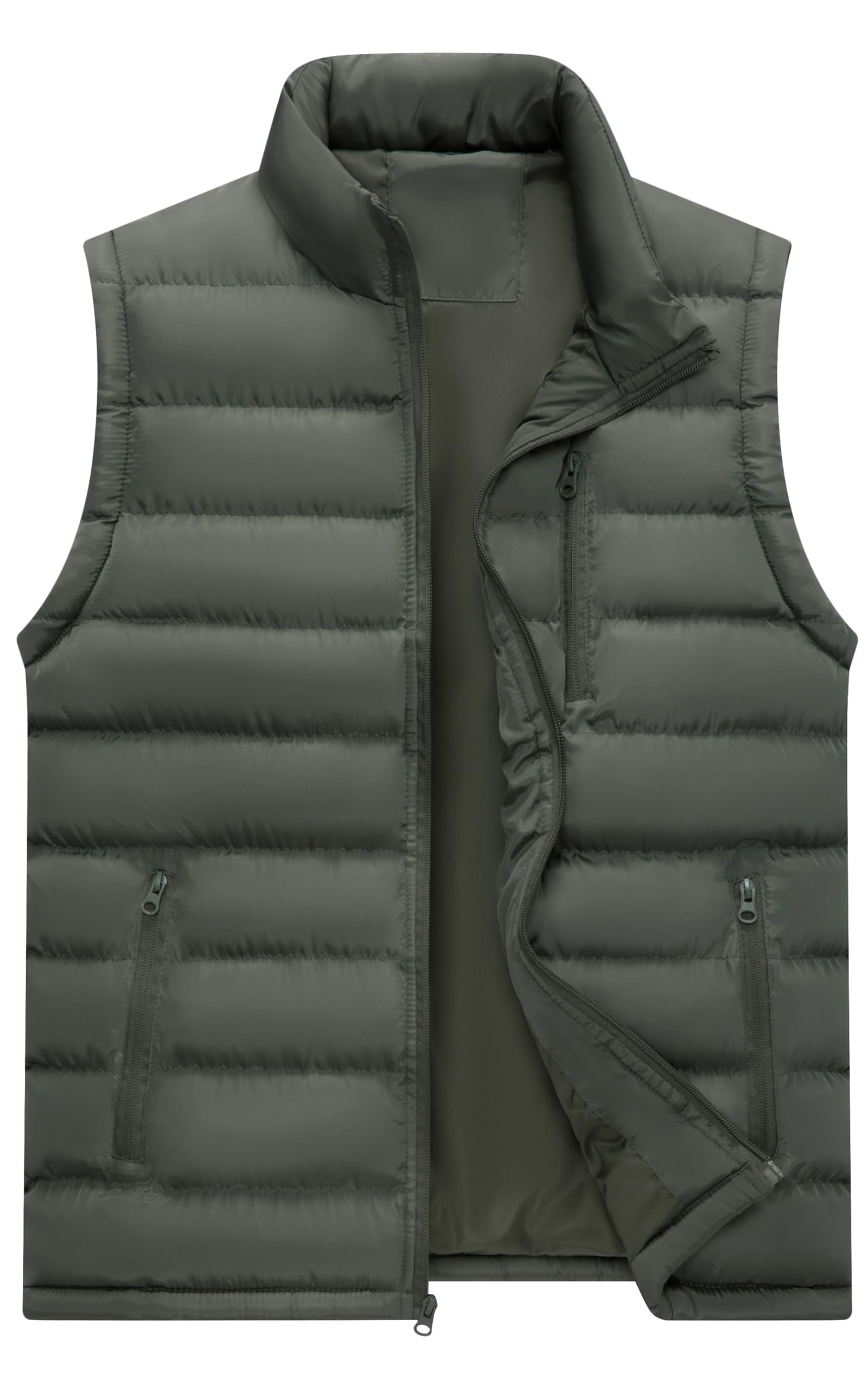 VtuAOL Men's Puffer Vest Outdoor Hooded Padded Vest Softshell Outerwear ...