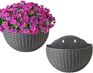 Amazon.com: Flowers Planter, Imitation Rattan Wall-Mounted Semicircular ...