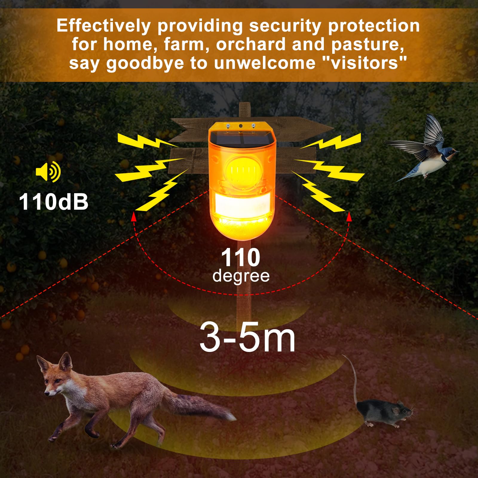 Snapklik.com : Aolyty Solar Motion Sound Alarm LED Strobe Warning Red ...