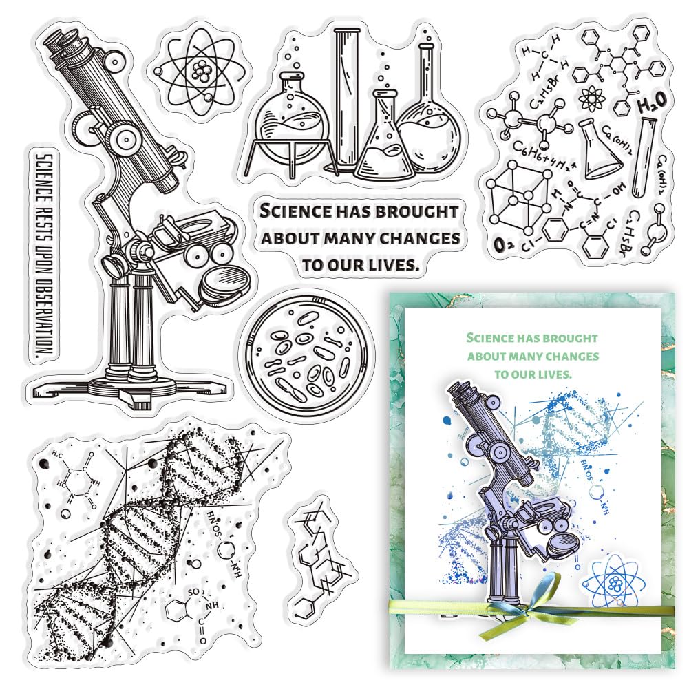 Amazon.com: CRASPIRE Science Clear Rubber Stamps Experiment DNA ...