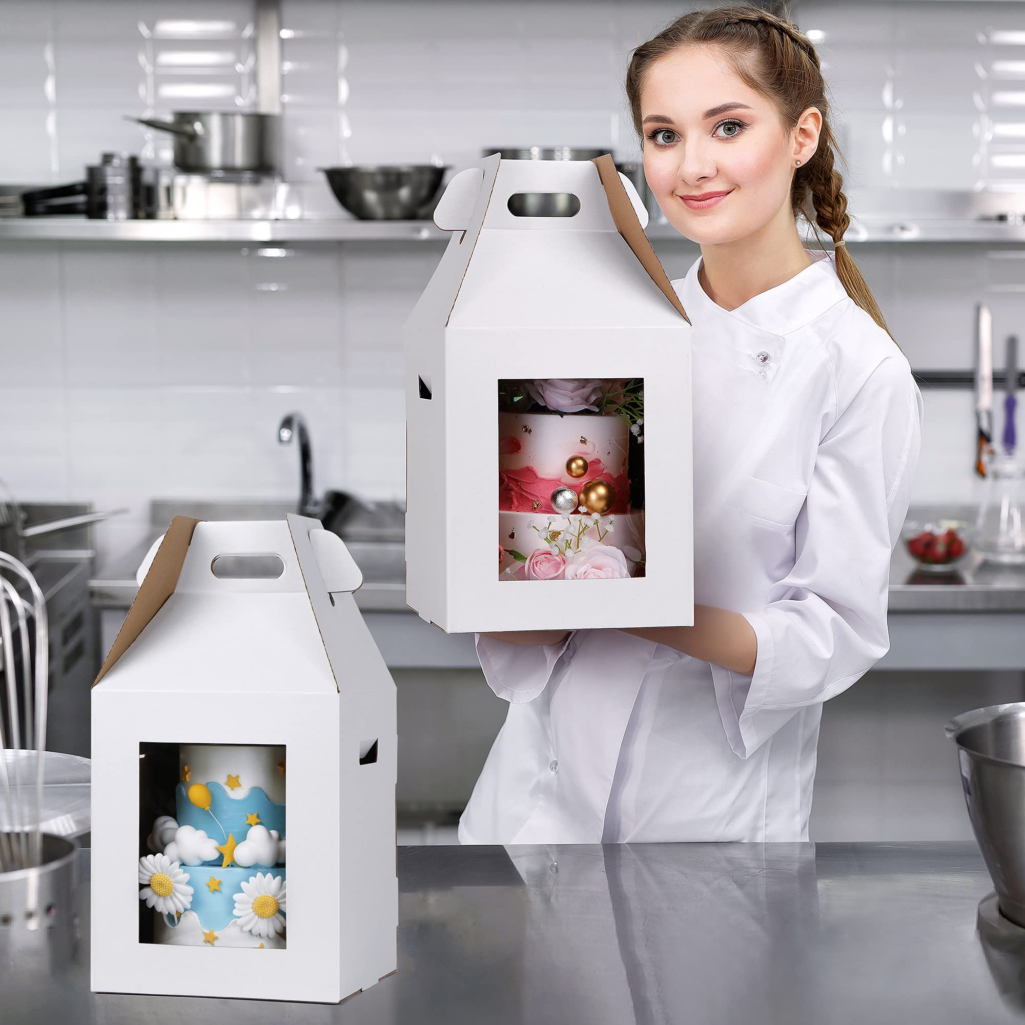 Cake Boxes with Window, Tall Cake Box | 10pcs 10x10x12 inch Cake Box ...