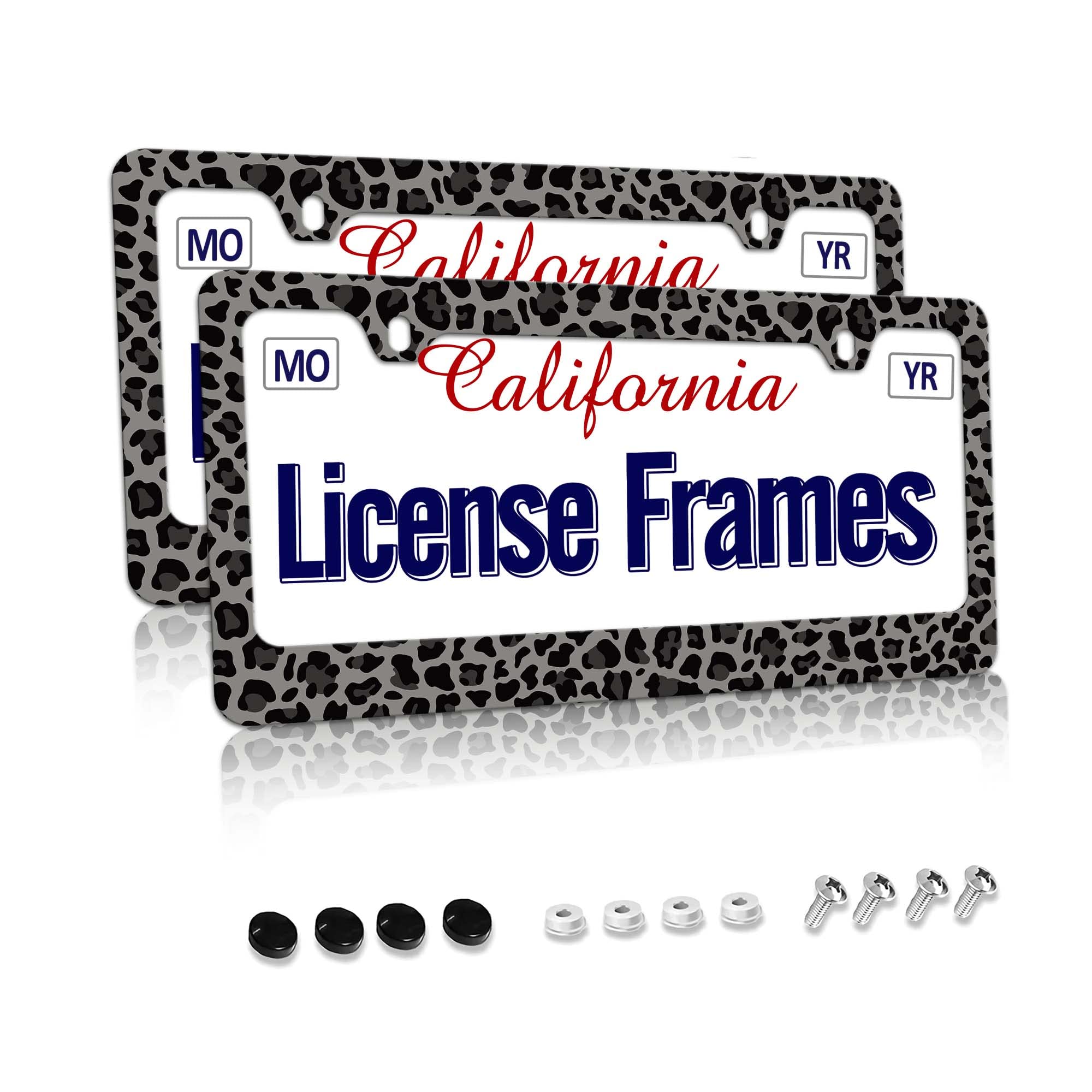 Amazon.com: Leopard Print License Plate Frames Leopard Black Leopard ...