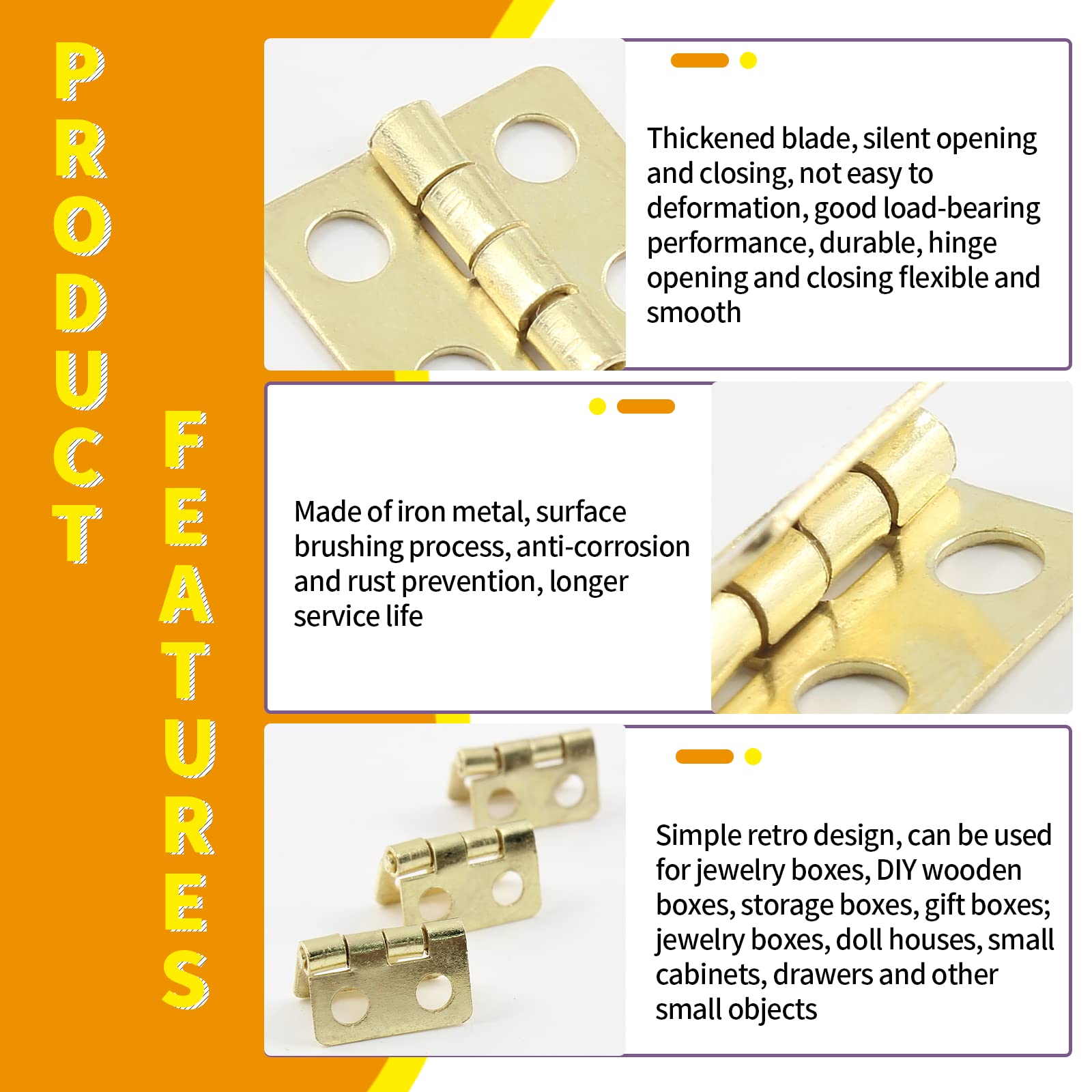 Snapklik.com : LifCratms 50 Pcs Small Hinges, 18 X 15 Mm Retro Brass ...