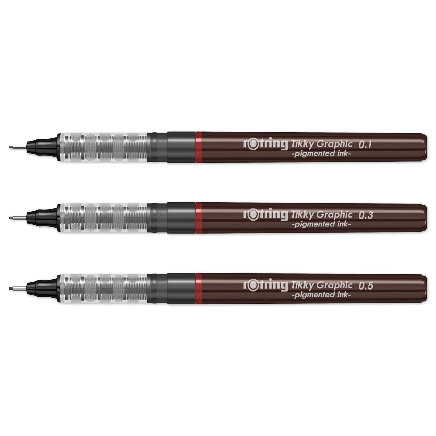 Rotring 0.1mm, 0.3mm & 0.5mm Black Water-Resistant Pigmented Ink ...
