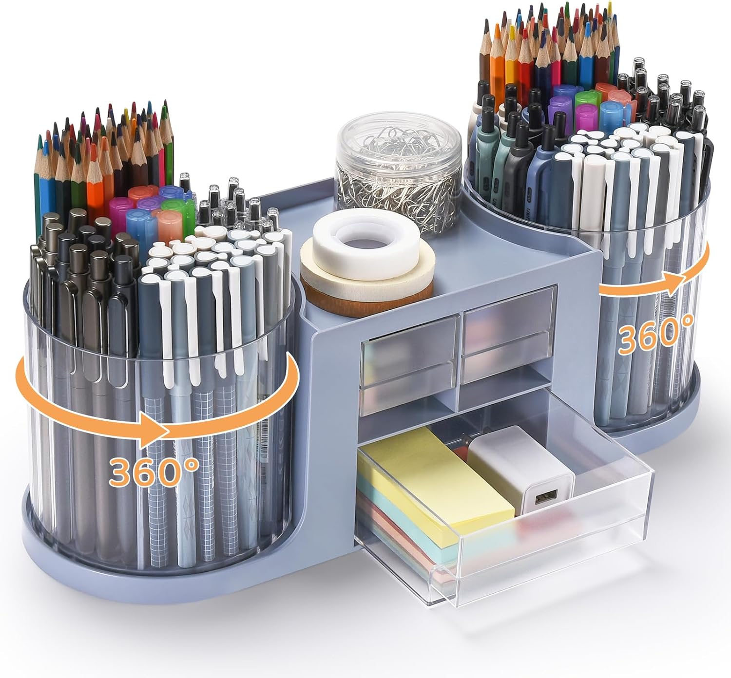 Amazon.com: KLIONGO Rotating Desk Organizer with 2 Pen Holder, Desk ...