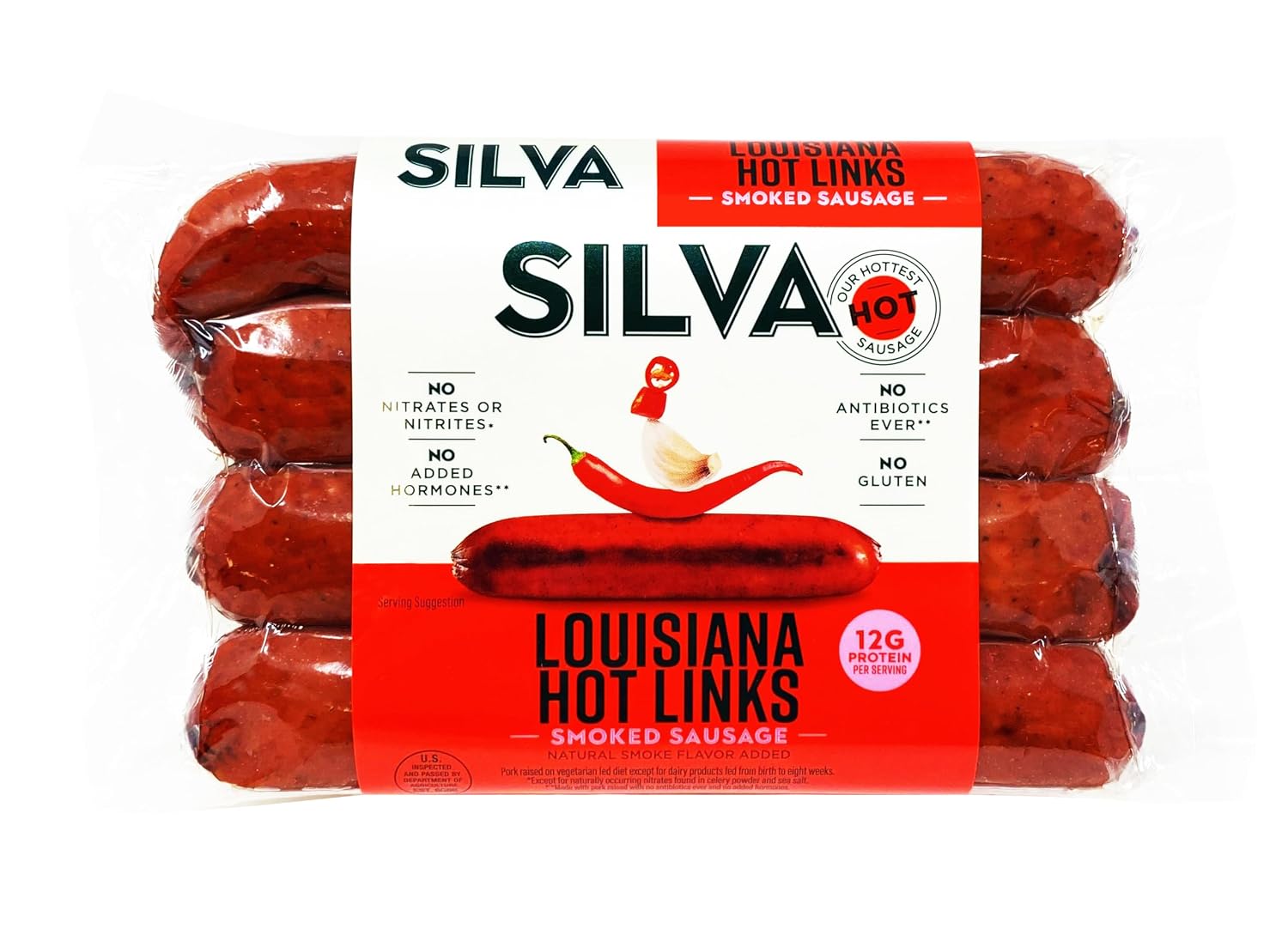 Amazon.com: SILVA SAUSAGE Louisiana Hot Pork Link, 12 OZ : Grocery ...