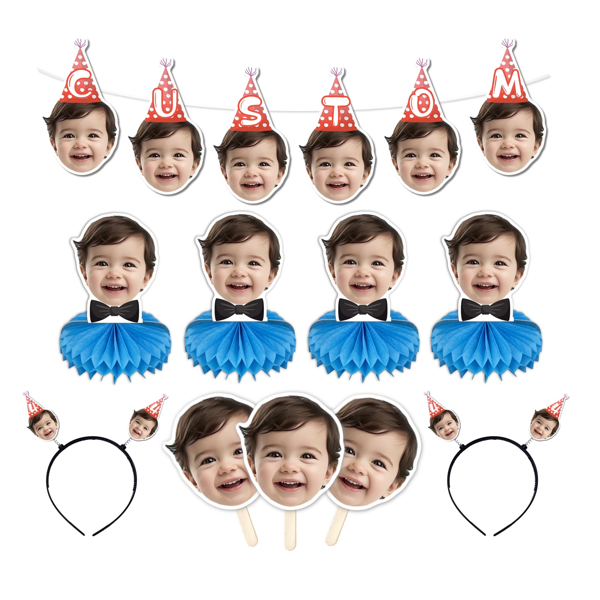 Amazon.com: FAMILOVE Custom Banner with face, Birthday Decorations ...
