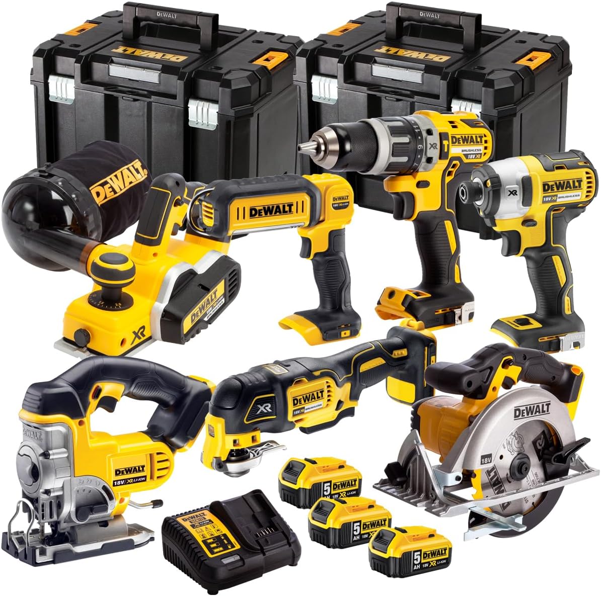 DEWALT 18V DCK665P3T1 7 Piece Power Tool Kit with 3 x 5.0Ah Batteries ...