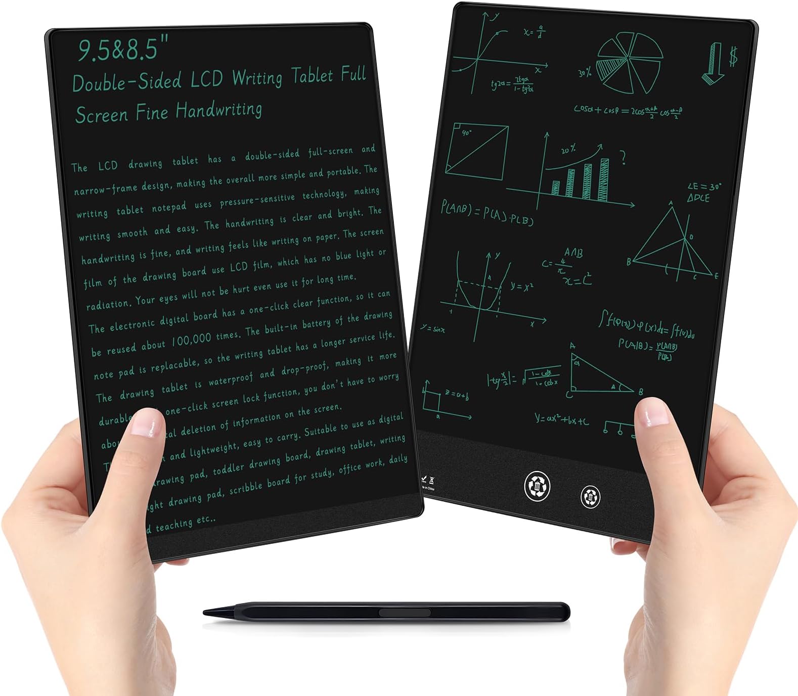 Amazon.com: LCD Writing Tablet for Adult: Double-Sided 9.5&8in Full ...