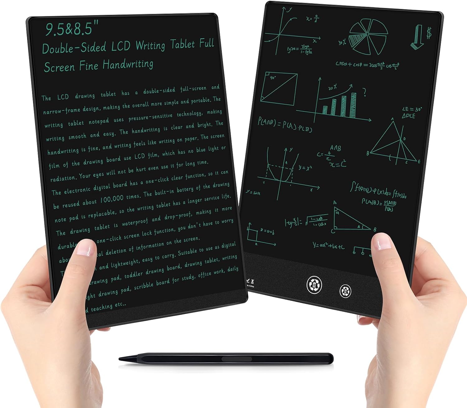 Amazon.com: LCD Writing Tablet for Adult: Double-Sided 9.5&8in Full ...