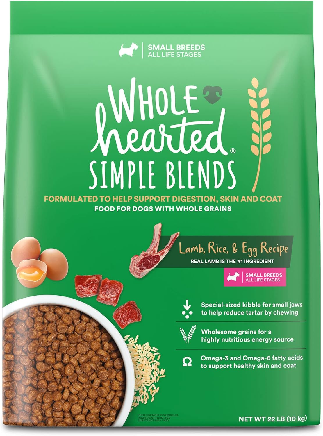Amazon.com: WholeHearted Simple Blends Lamb, Rice & Egg Recipe Small Breed Dry Dog Food, 22 lbs ...