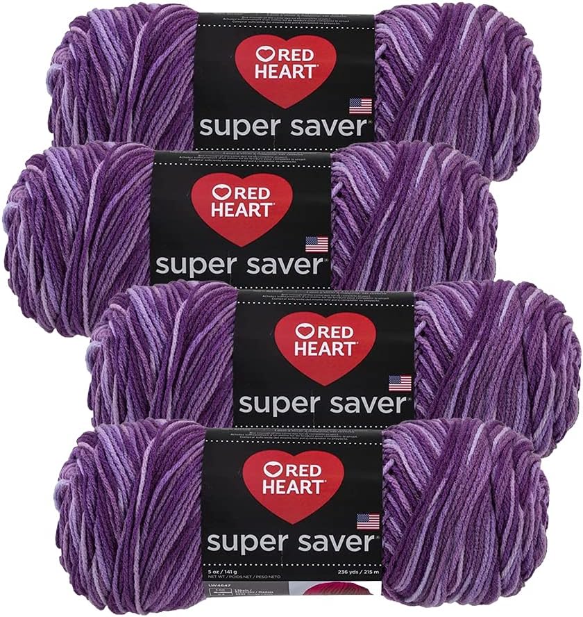 Amazon.com: Bulk Buy: Red Heart Super Saver (2-Pack) (Purple Tones, 5 ...